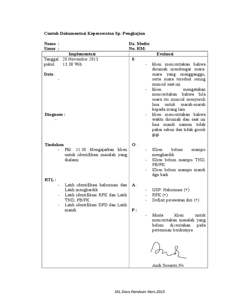 Contoh Dokumentasi Keperawatan | PDF