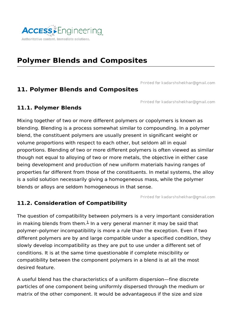 Polymer Blends and Composites | PDF | Composite Material | Fibre ...