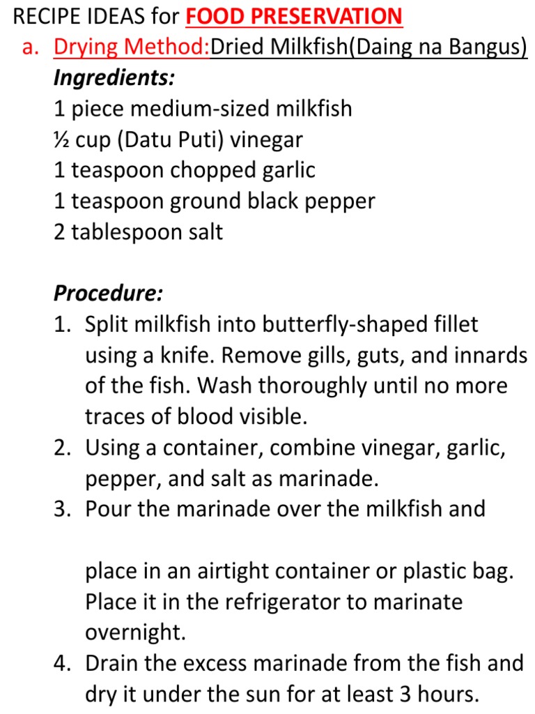 Chart Food Preservation Sample Recipes | PDF