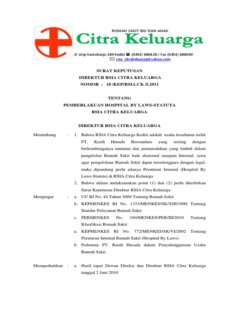 SK Pemberlakuan HBL | PDF | Kesehatan Holistik