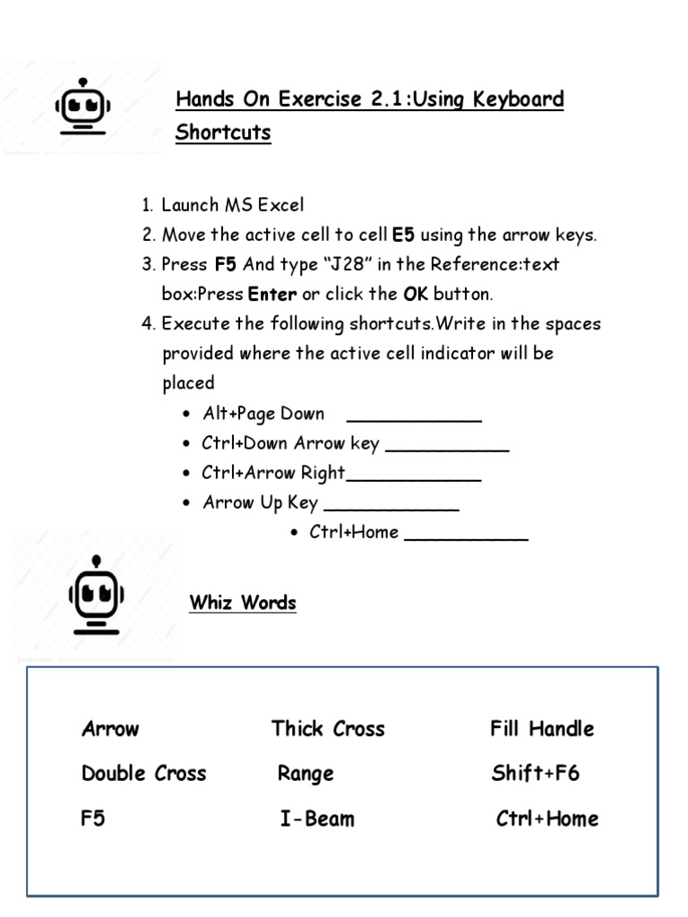 Hands On Exercise 2.1:using Keyboard Shortcuts: Whiz Words | PDF ...
