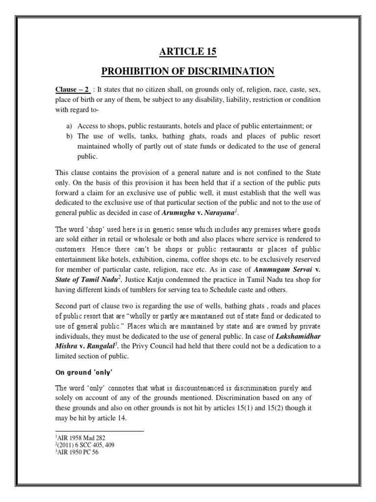An Analysis of Articles 15 and 17 of the Indian Constitution Regarding ...