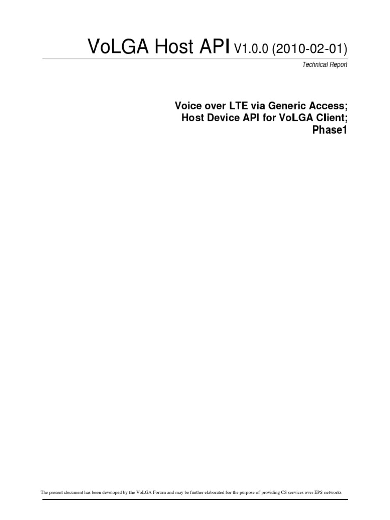 Volga Host API Spec v1.0.0 | PDF | Network Architecture | Mobile ...