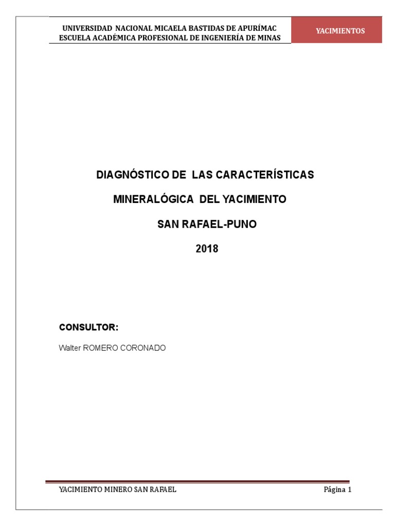Trabajo Yacimientos | PDF | Minerales | Roca (geología)