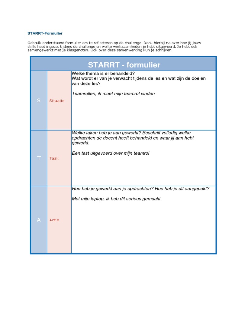 Nieuwe Reflectie Starrt-Formulier | PDF