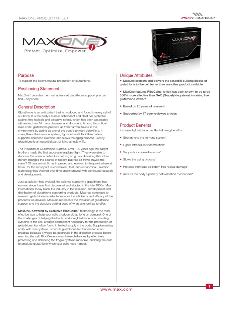 maxone_productsheet | Glutathione | Antioxidant