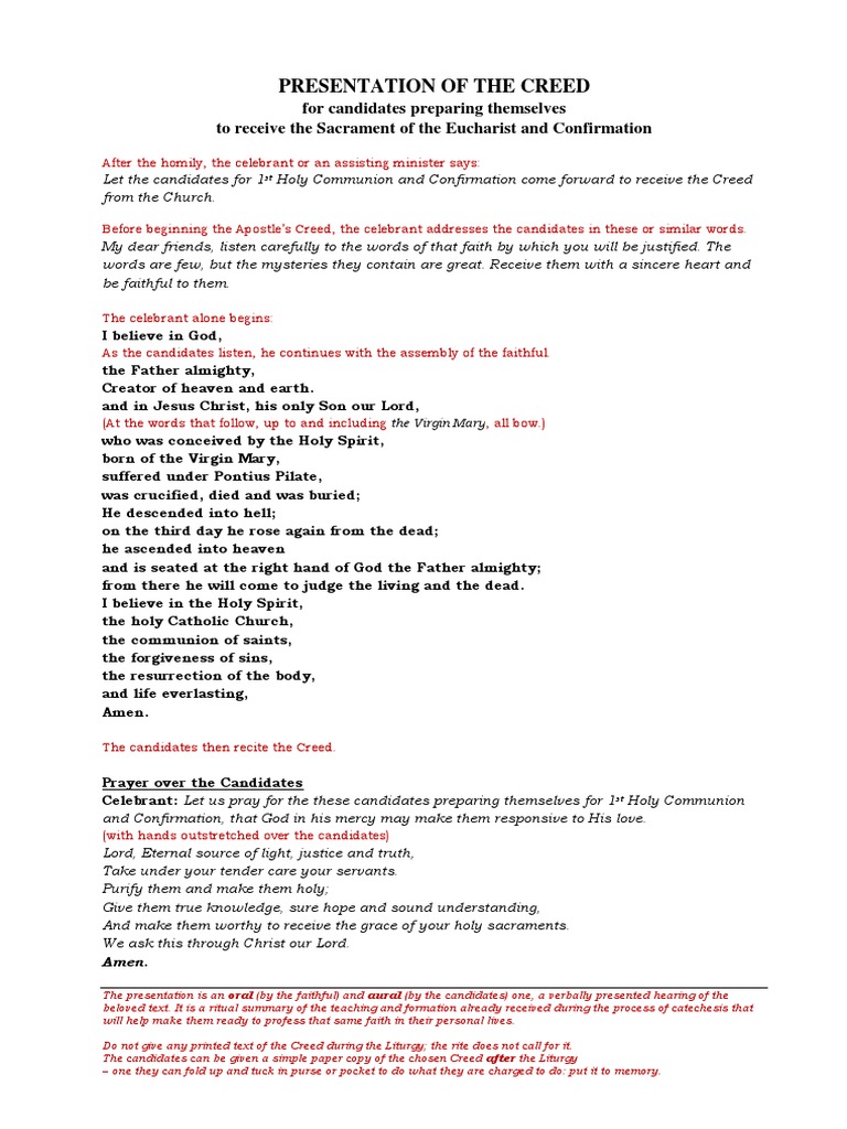 Presentation of the Creed for Candidates | PDF | Systematic Theology ...
