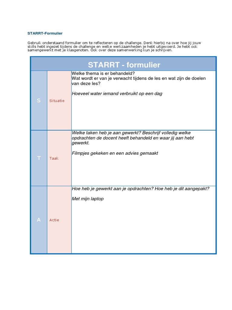 nieuwe reflectie starrt-formulier