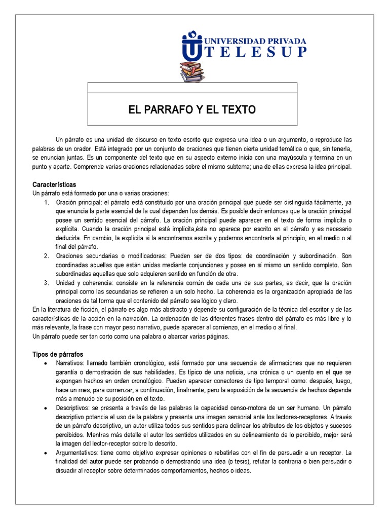 Diferencias entre párrafo y texto | PDF | Oración (Lingüística) | Párrafo