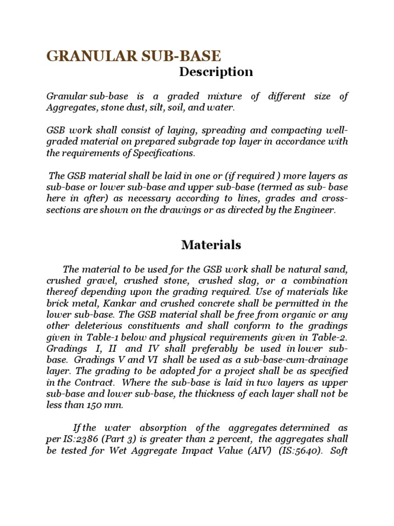 Granular Sub Base-Gsb | PDF | Construction Aggregate | Civil Engineering