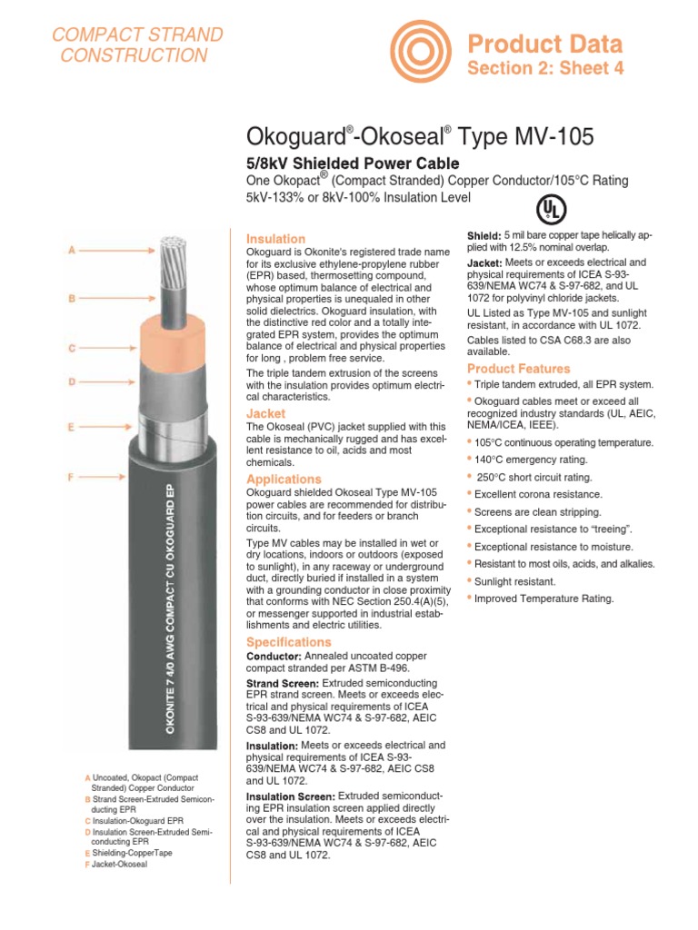 5-8kV Okoguard®-Okoseal® Type MV-105 | PDF | Electrical Conductor ...