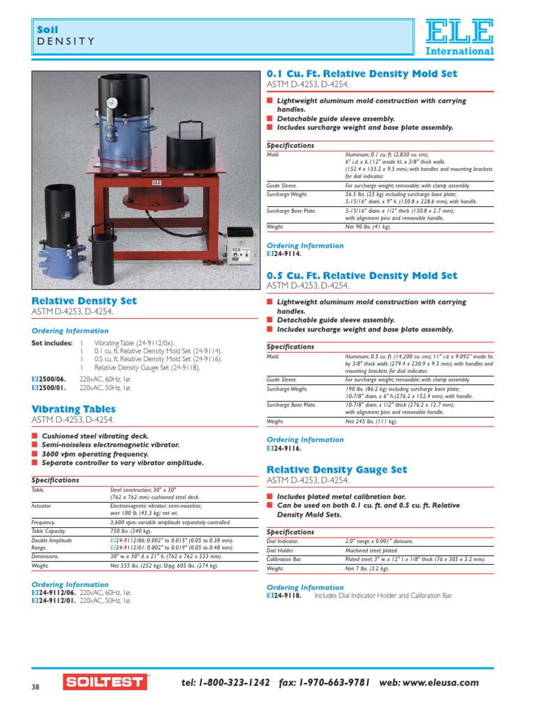Density: 0.1 Cu. Ft. Relative Density Mold Set | PDF | Nature