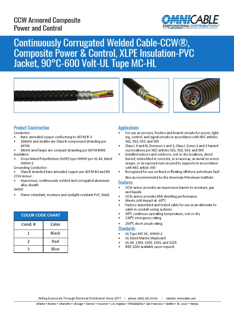 CCW Armored Composite OMNICABLE | PDF | Wire | Electrical Components