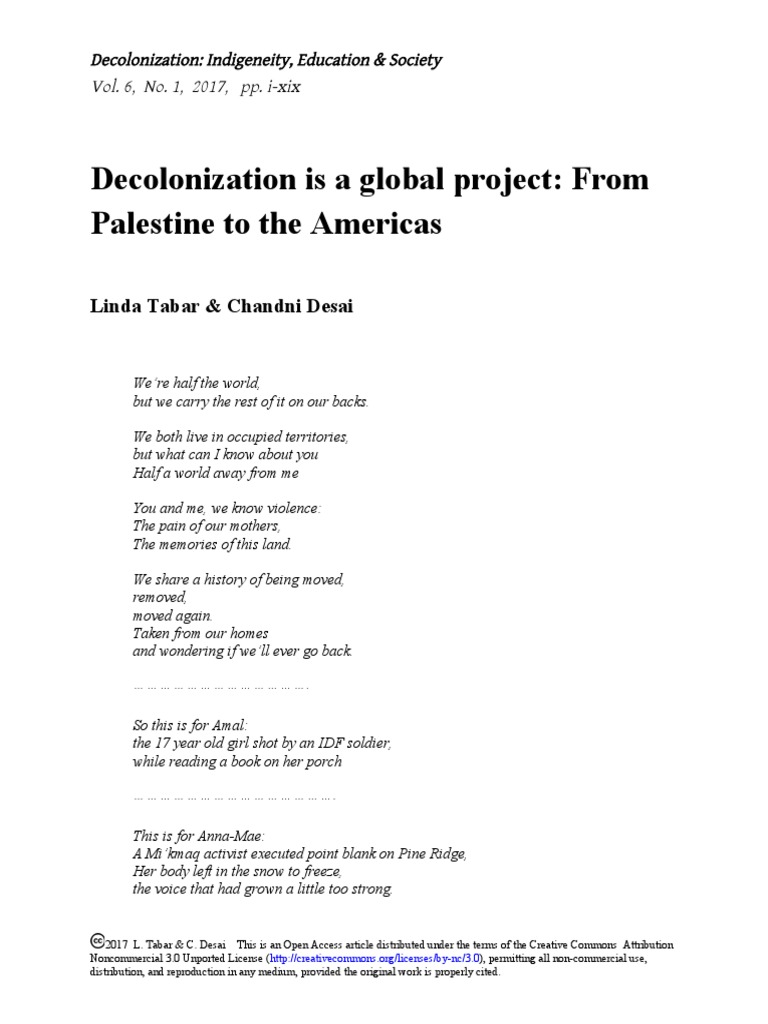 Decolonization Is A Global Project - From Palestine To The Americas ...