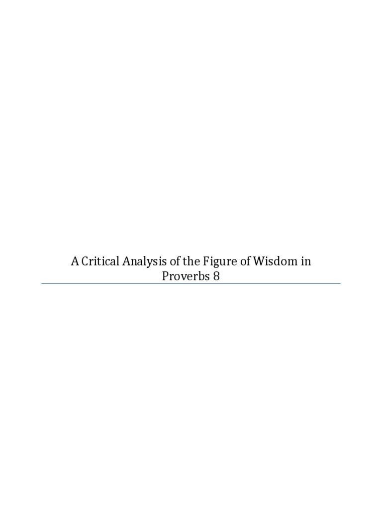 Lady Wisdom in Proverbs 8 Analysis | PDF | Book Of Proverbs | Goddess