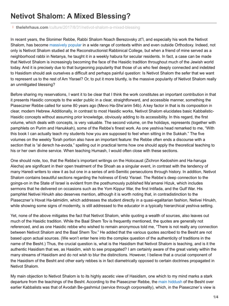 Netivot Shalom: A Hasidic Dilemma | PDF | Baal Shem Tov | Hasidic Judaism