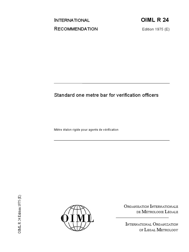 R024-E75 Standard One Metre Bar For Verification Officers | PDF | Metrology | Nature