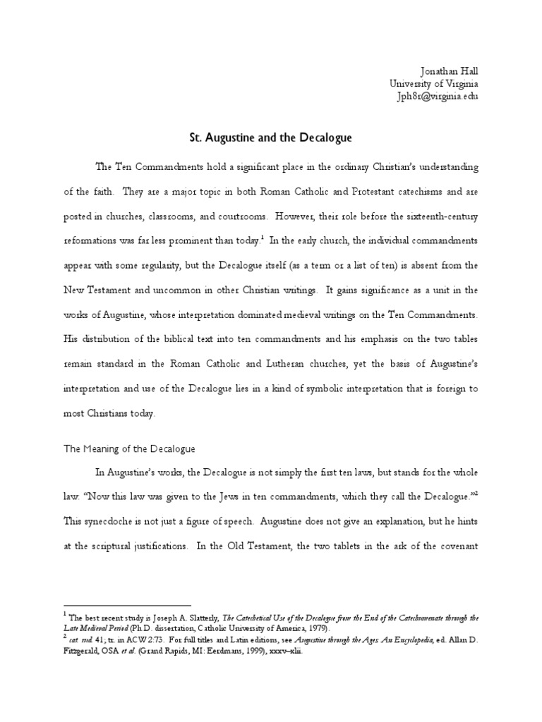 Augustine and The Decalogue PDF | PDF | Ten Commandments | Augustine Of Hippo
