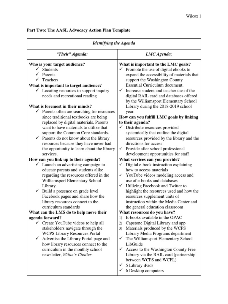 Advocacy Plan | PDF | School Library | Librarian