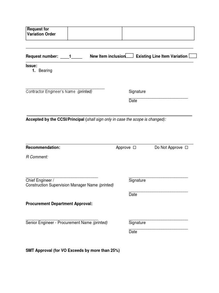 Variation Order Request Form | PDF | Business