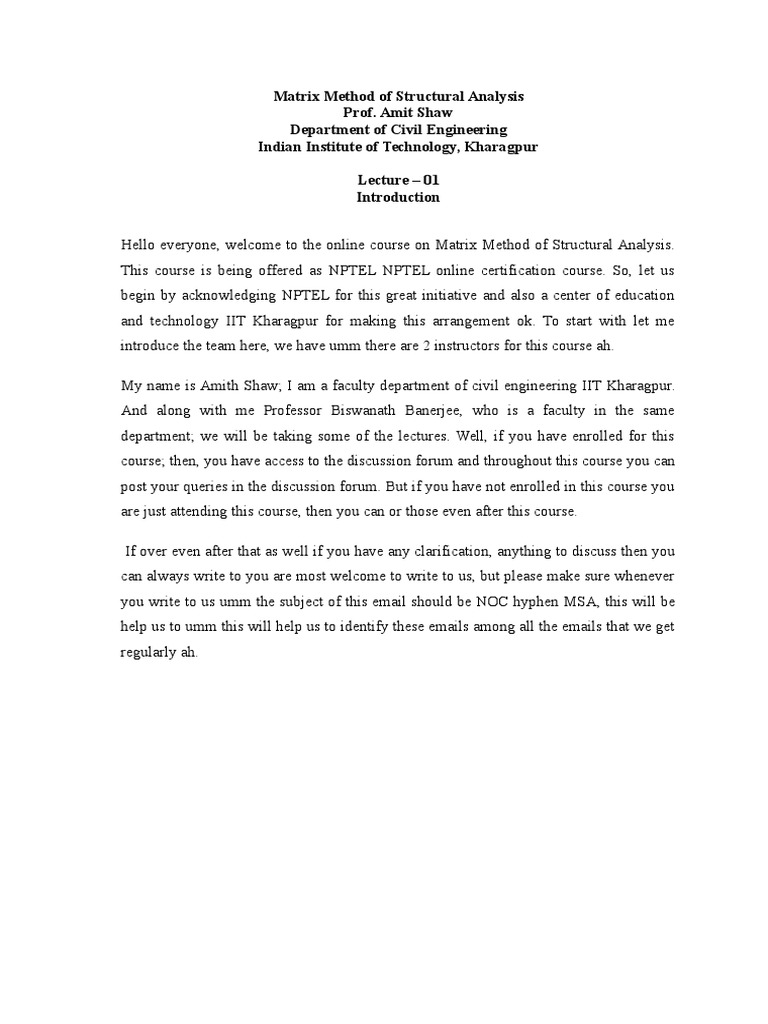 Matrix Method | PDF | Structural Analysis | Bending