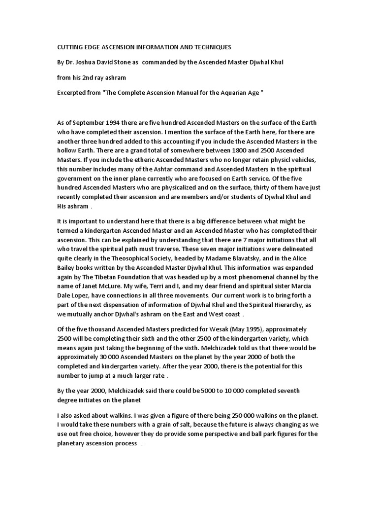 Ascension Techniques - Dr. Joshua David Stone R.I.P. | PDF | Ascended ...