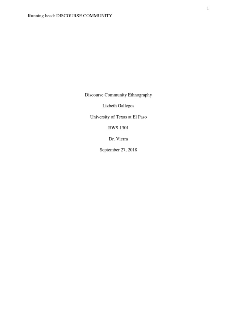 Discourse Community Ethnography | PDF | Discourse | Communication