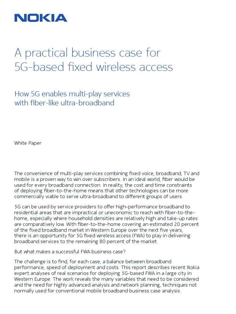 Nokia 5G FWA White Paper en | PDF | Internet Access | Fiber To The X