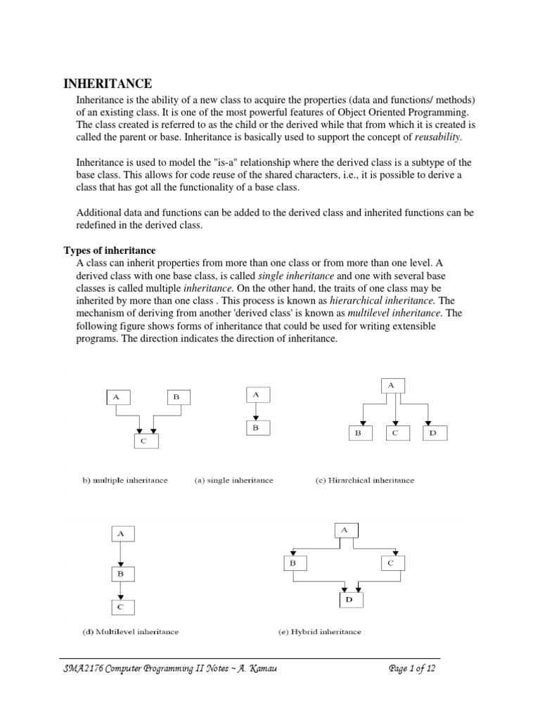 Inheritance And Polymorphism Pdf Pdf Inheritance Object Oriented Programming Class