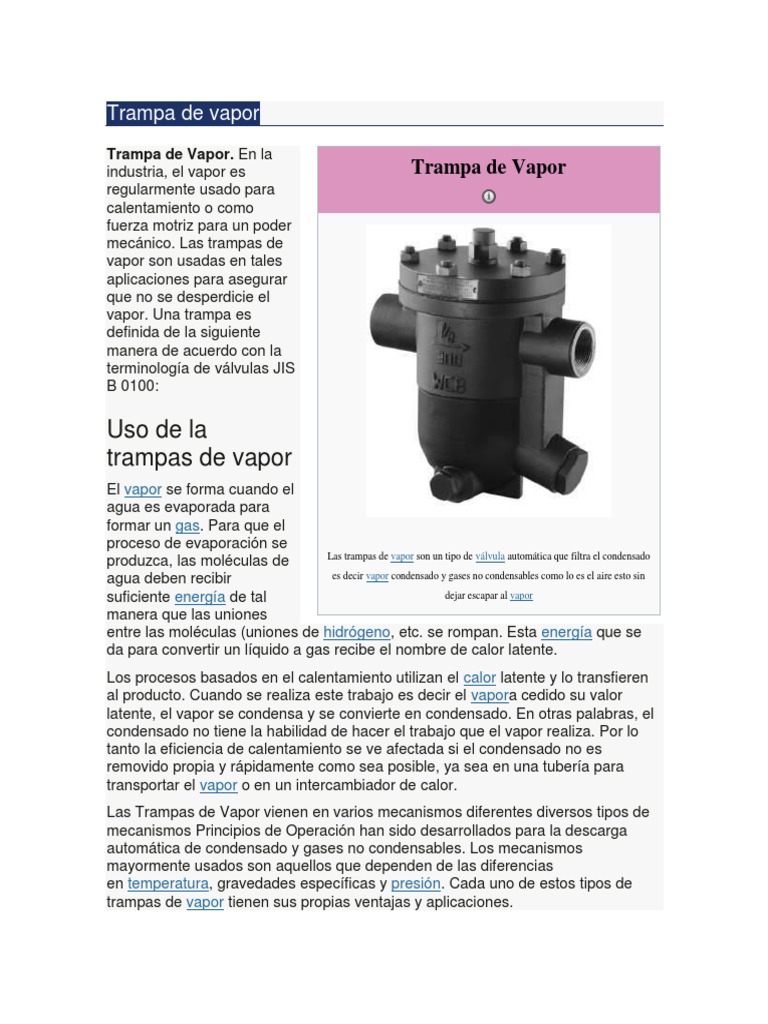 Trampa de Vapor | Calor | Caldera