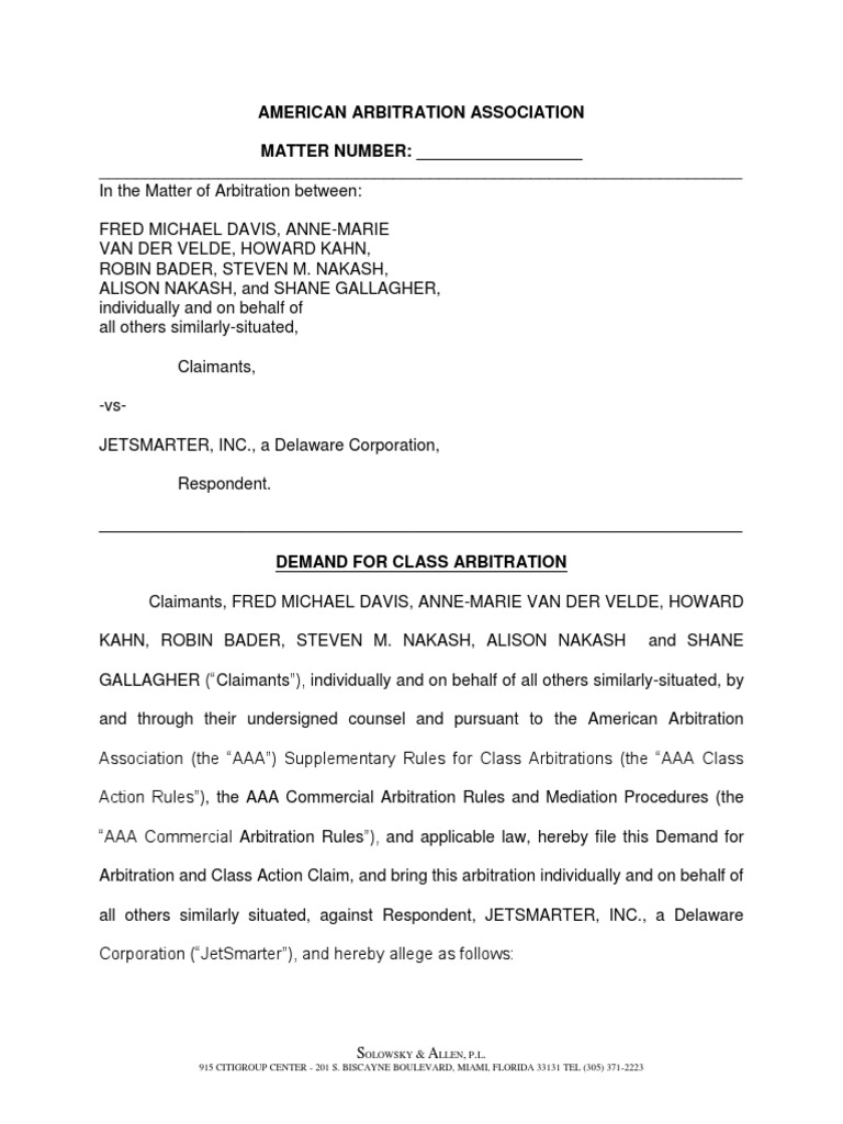 Davis, Van Der Velde, Kahn, Bader, Nakash, Gallagher v. JetSmarter ...