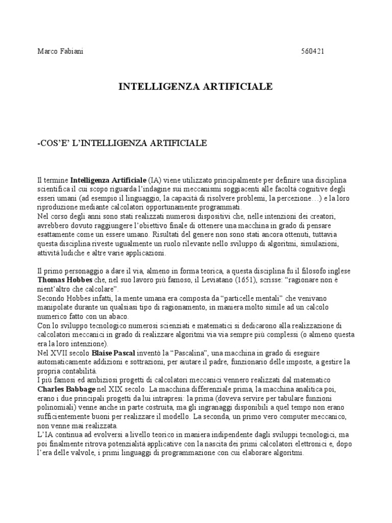 Intelligenza Artificiale | PDF