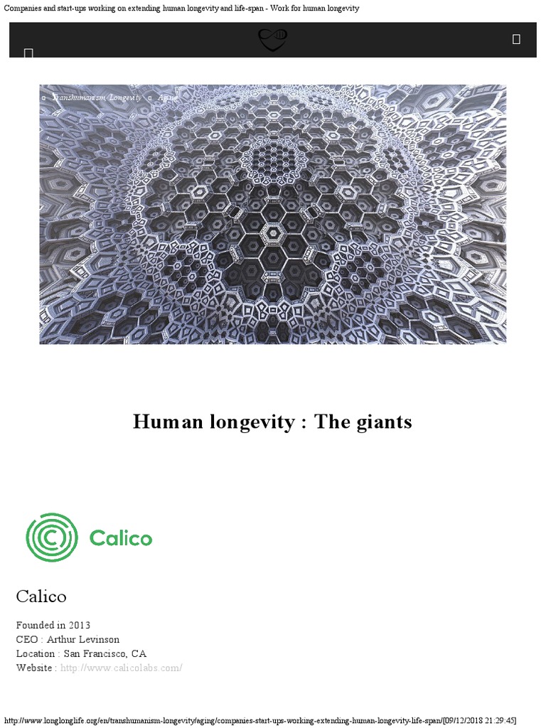 Companies & Start-Ups Work On Extending Human Longevity and Life-Span ...