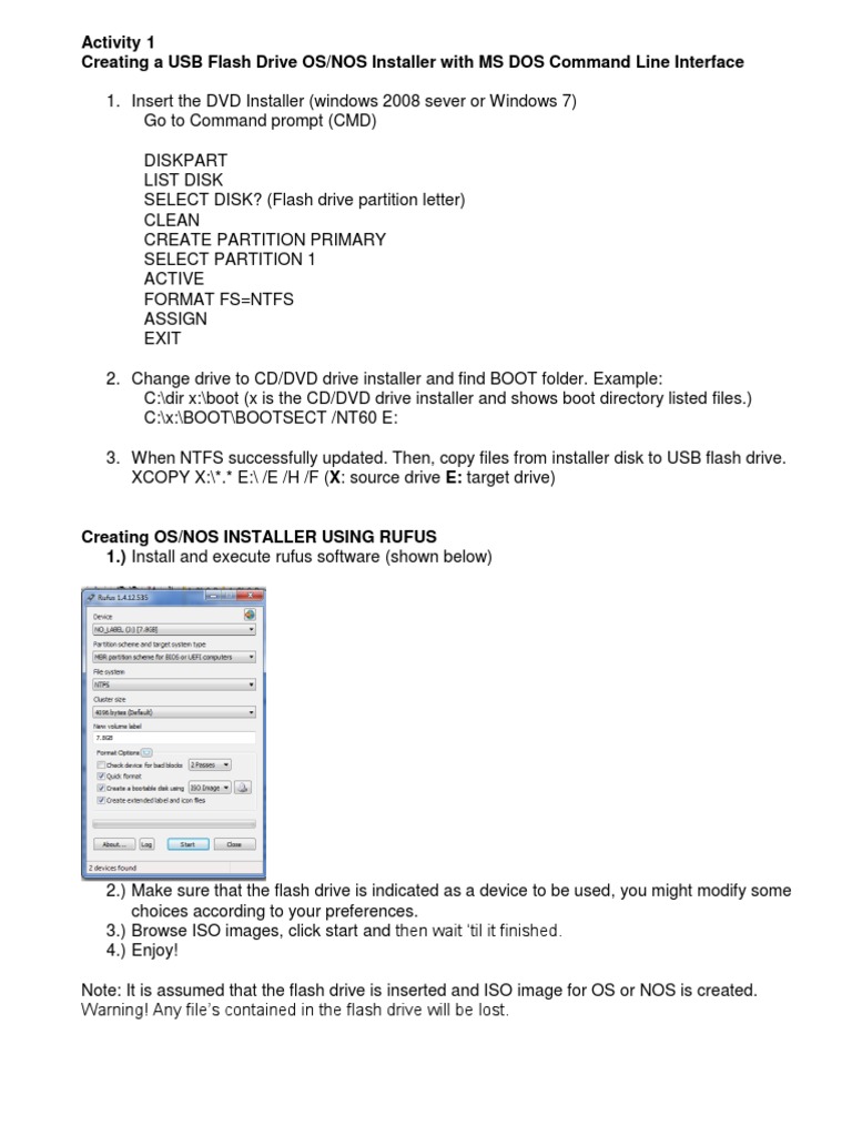 Creating USB Bootable Flash Drive | PDF