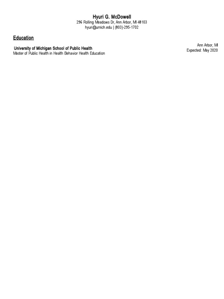 HM Resume | PDF | Public Health | Health Education