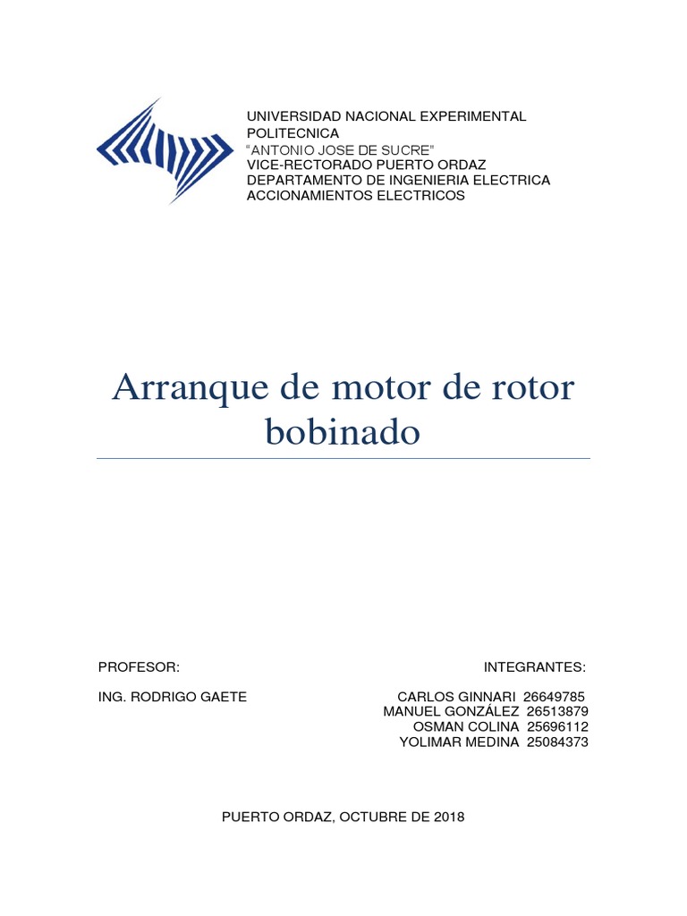 Arranque de Un Motor Asíncrono de Rotor Bobinado | PDF | Magnetismo ...
