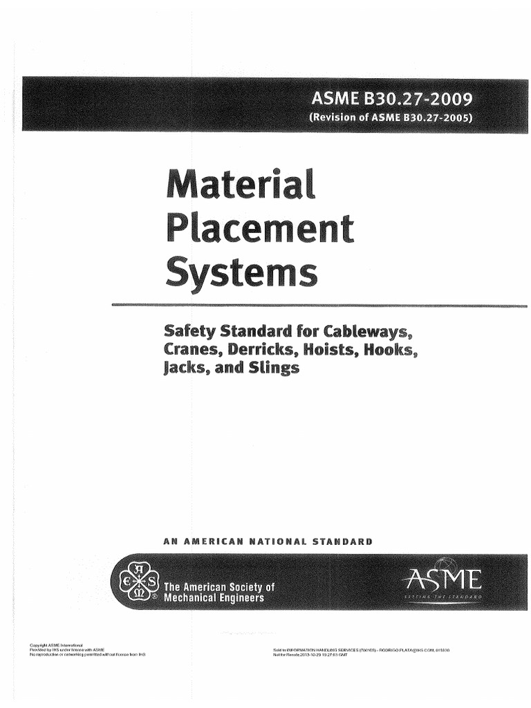 ASME B30.27-2009 Material Placement Systems | PDF