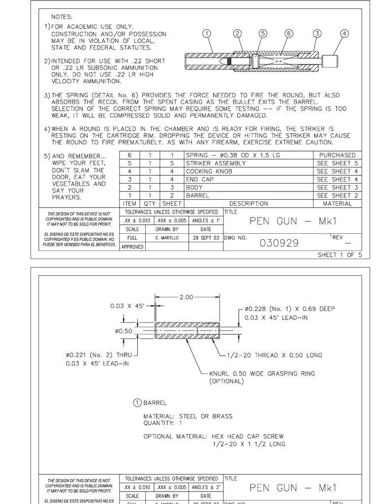Pen Gun MK-I Blueprints & Instructions | PDF