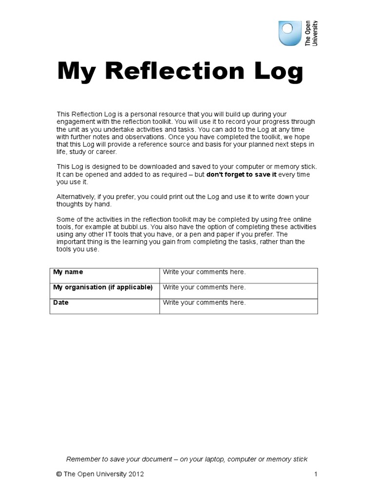 Reflection Log | PDF | Memory | Laptop