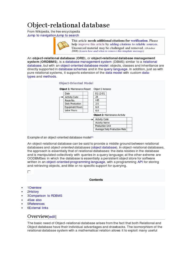 Object Relational Database Pdf Pdf Programming Paradigms Computer Data