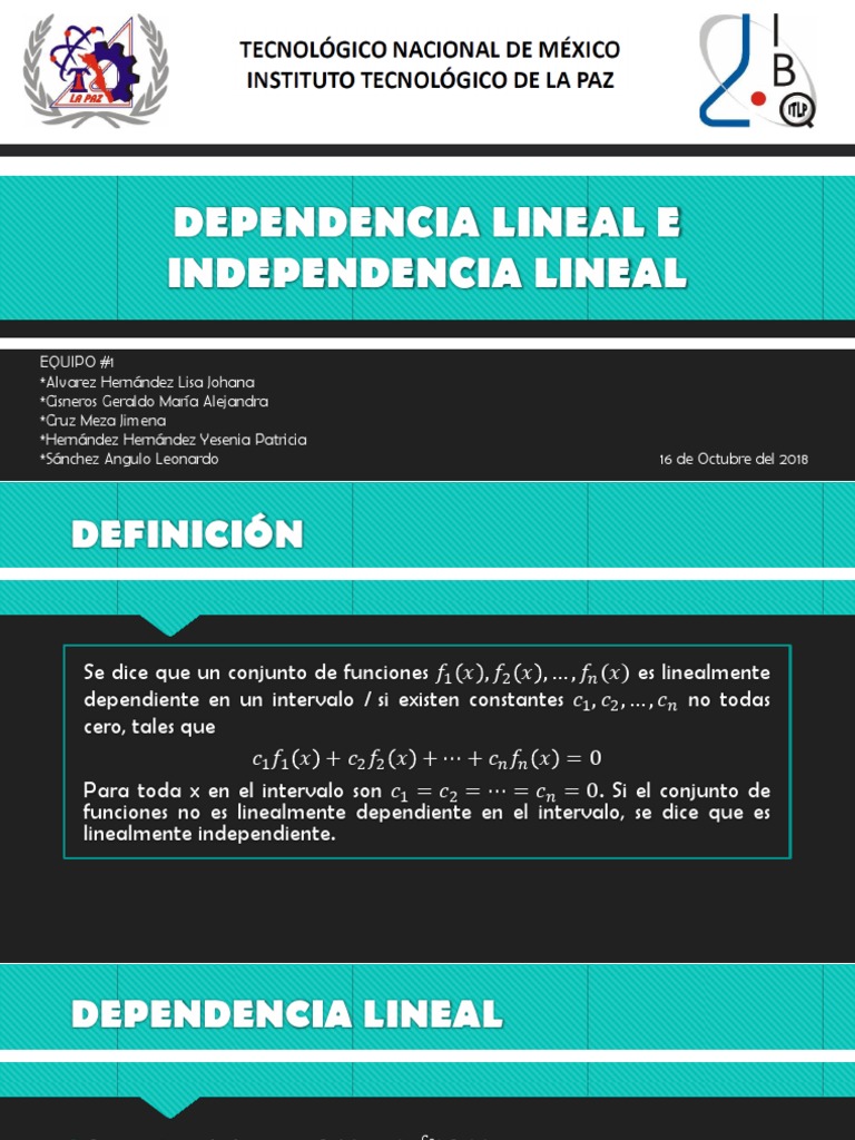 Dependencia e Independencia Lineal | PDF | Intervalo (Matemáticas) | Función (Matemáticas)
