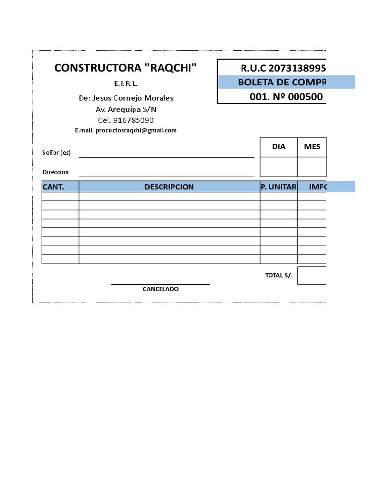 Formato de de Boletas | PDF | Responsabilidad (contabilidad financiera) | Finanzas personales
