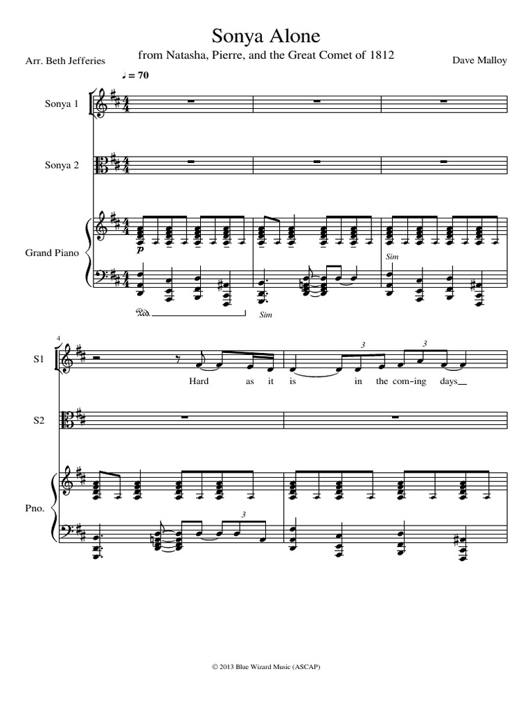 Sonya Alone: From Natasha, Pierre, and The Great Comet of 1812 | PDF