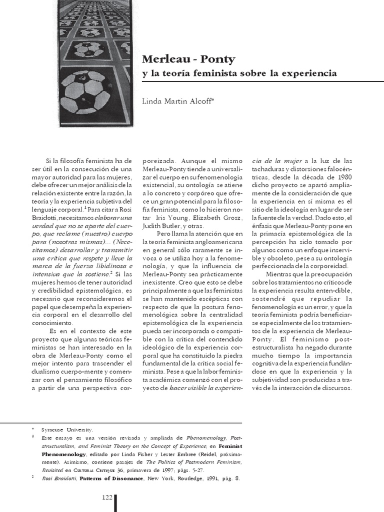 Merleau - Ponty y La Teoría Feminista Sobre La Experiencia Linda Martin ...