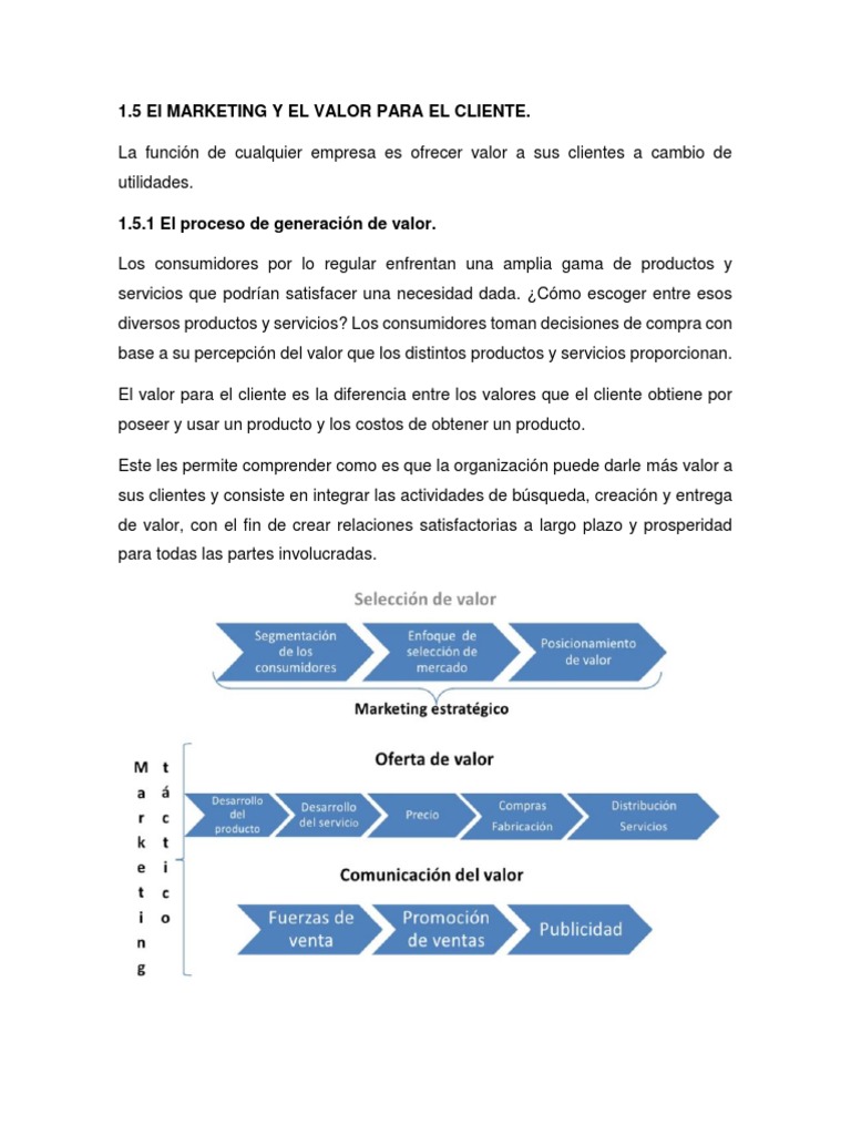 El Marketing y El Valor para El Cliente | PDF | Cliente | Cadena de valor