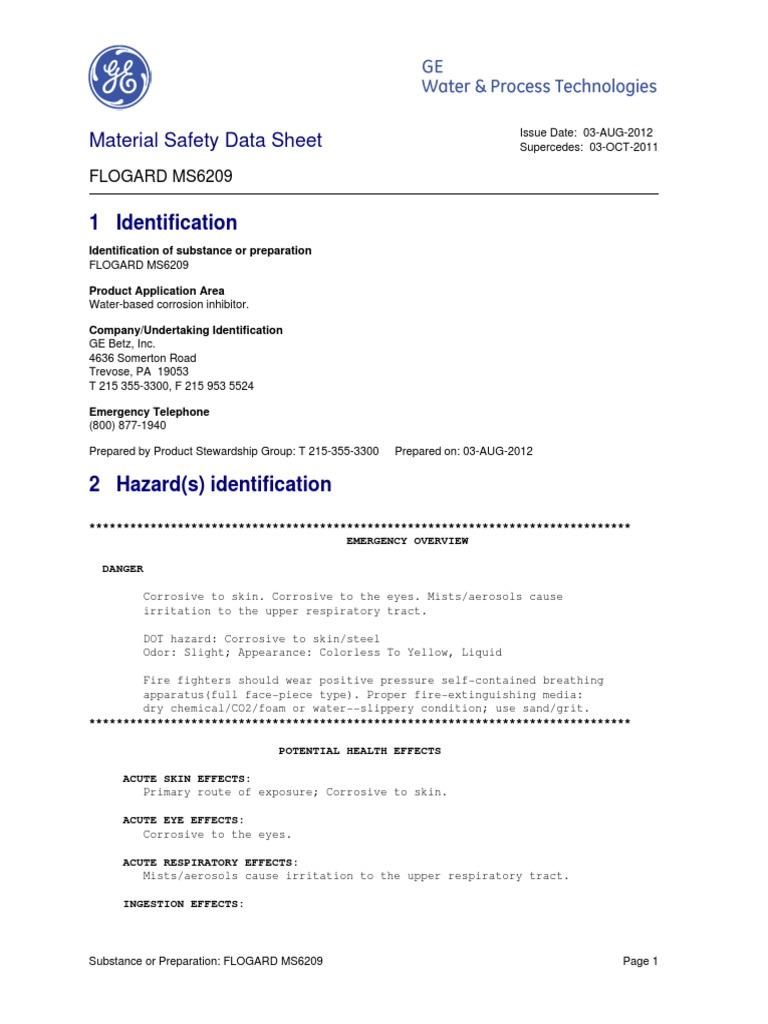 MS 6209 | PDF | Personal Protective Equipment | Phosphoric Acid