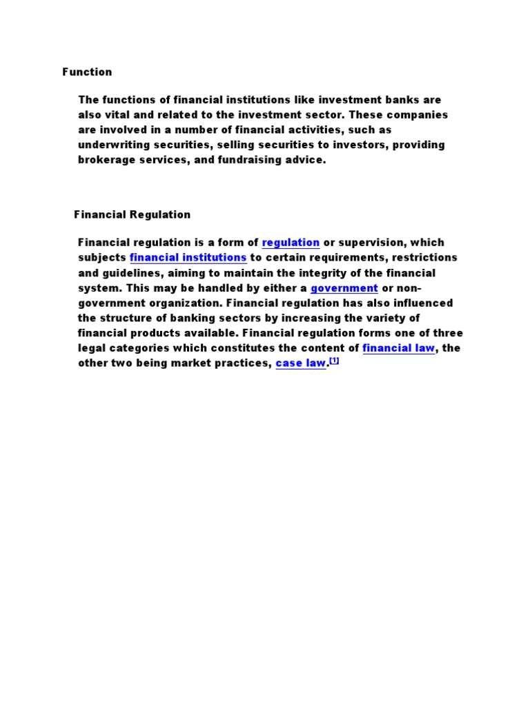 Regulation Financial Institutions Government | PDF | Financial ...