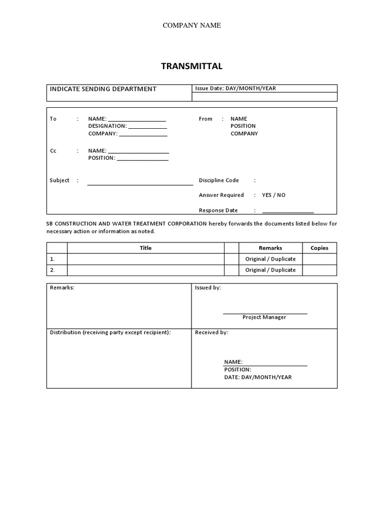 Transmittal Form | PDF