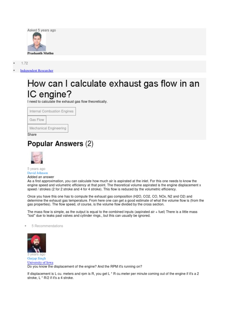 Exhaust Gas | PDF | Internal Combustion Engine | Flow Measurement