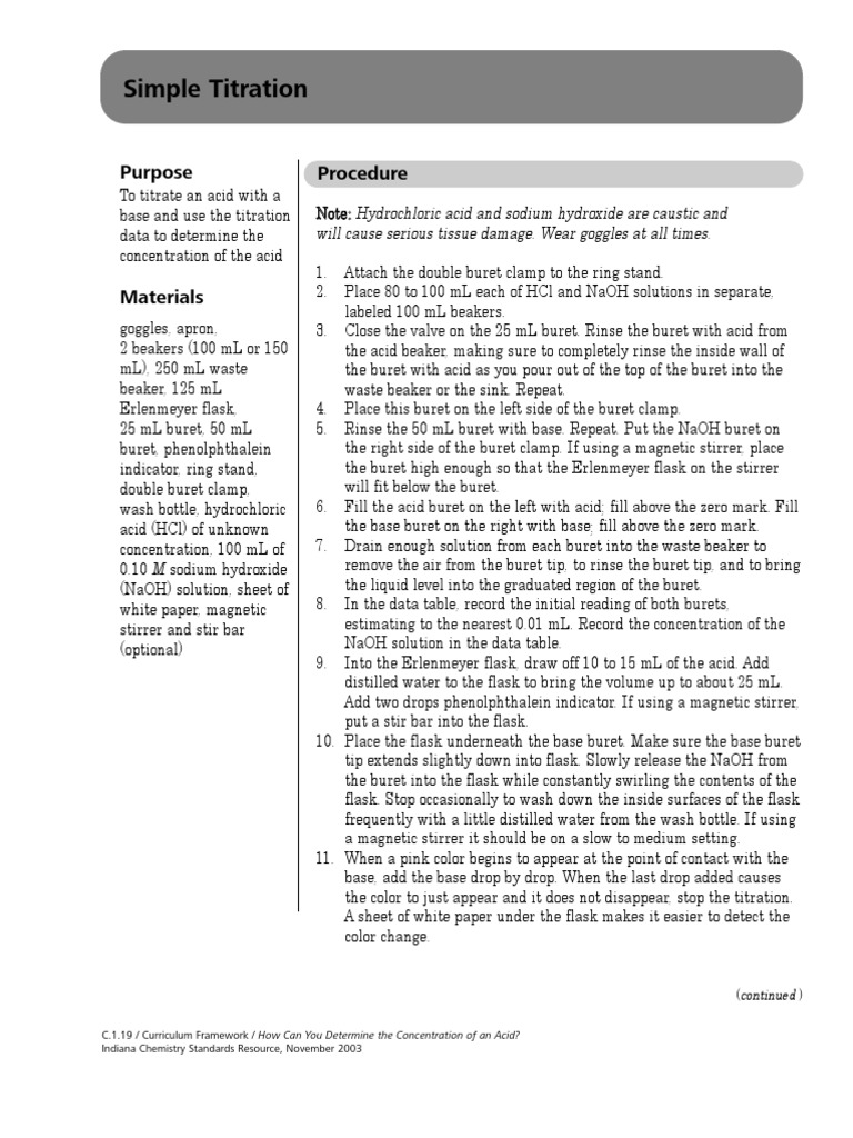 Simple Titration Pdf Titration Chemistry